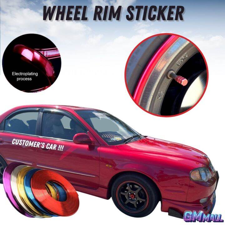 CAR WHEEL RIM STICKER 8Meter Chrome Sticker Tire Front Grille Lining ...