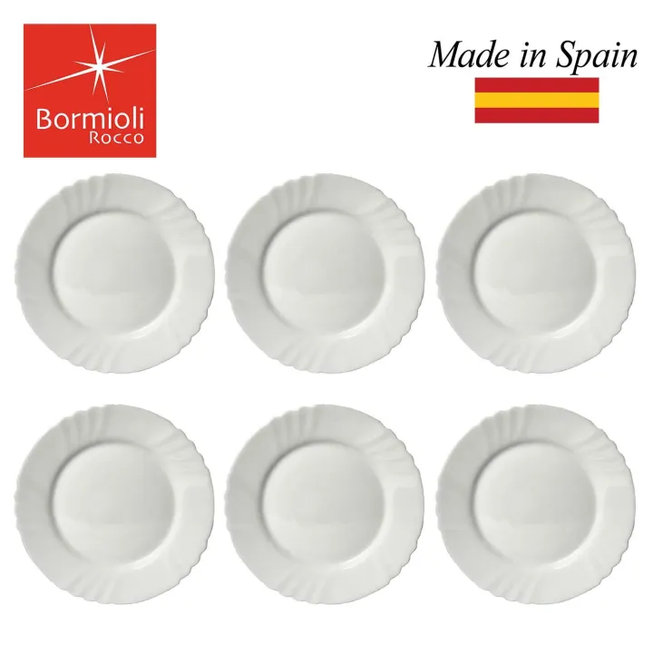 Bormioli Rocco 6pc 25cm Ebro Dinner Plates Set White Opal Glass ...