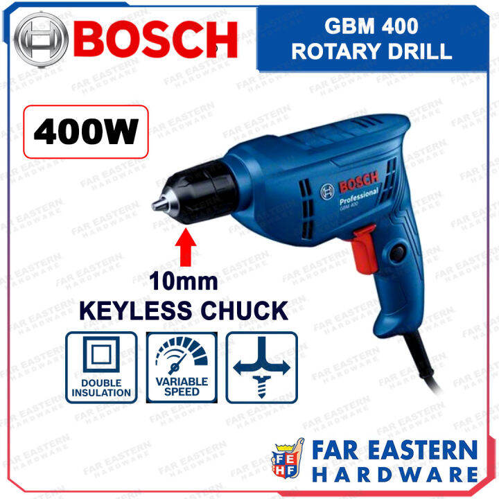 BOSCH GBM 400 Rotary Drill 10mm Keyless Chuck 400W FAR EASTERN HARDWARE PTCD | Lazada PH