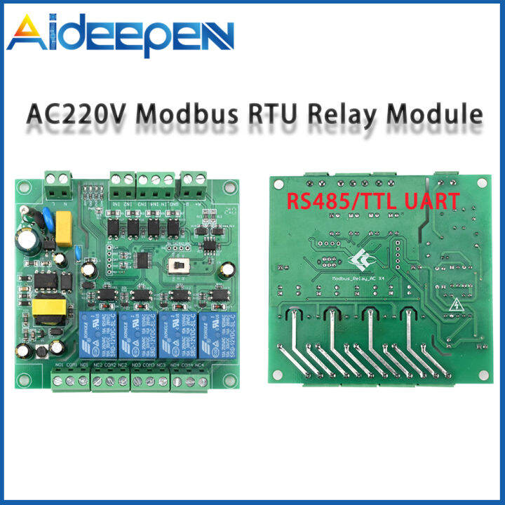 Aideepen Modbus RTU AC220V 4 Channel Relay Module Switch RS485/TTL UART ...