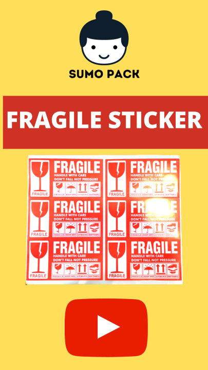 SUMOPACK 100PCS FRAGILE Sticker Fragile Label Warning Label Ready Stock Handle With Care 易碎贴纸 ...
