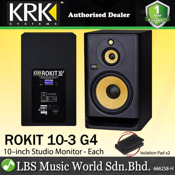 KRK ROKIT 10-3 G4 10 Inch 300 Watt 3-way Active Powered Studio Monitor ...