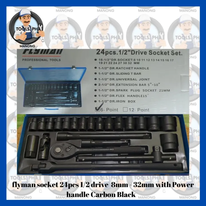 Flyman Tools 24 Pcs Socket Set 8-32Mm 1/2 Drive 6-Points Flyman 24 Pcs ...
