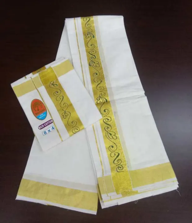 MEN'S TRADITIONAL COTTON VESHTI/DHOTI WITH COLOURED THREAD WORK AND ...