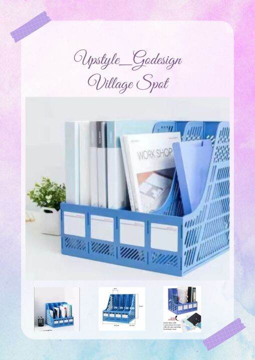 UPSTYLE SALE Documents Organizer Storage Rack 4 Row Divider Holder File ...