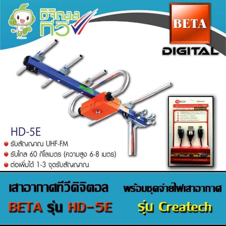 BETA ชุดเสาอากาศดิจิตอลทีวี รุ่น HD-5E พร้อม Power insert Createch ส่งเร็วKerry (Storetex Shop ...