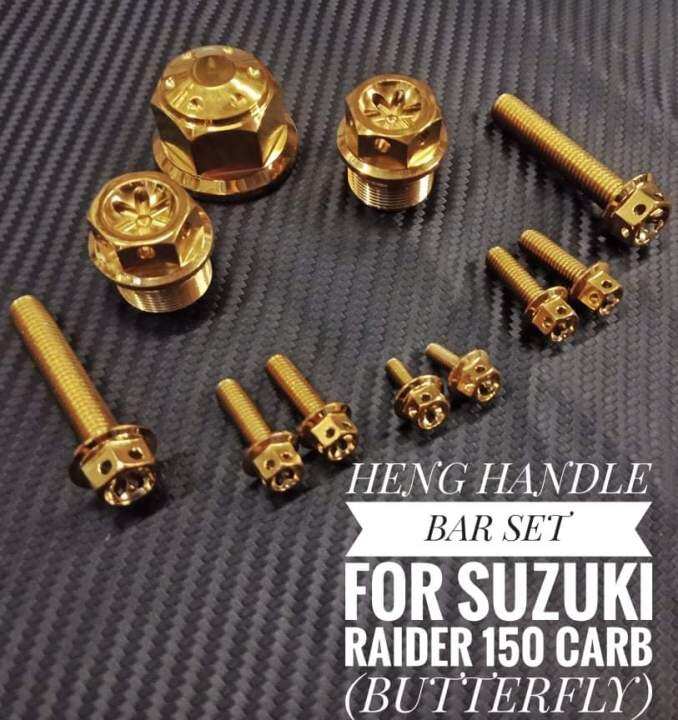HENG GOLD HANDLE BAR BOLTS SET FOR SUZUKI RAIDER 150 CARB (LEGIT NO TO ...