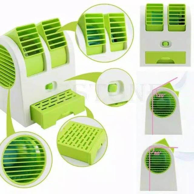 (SKR) [COD]AC Duduk Mini Portable Double Cooler Fan Kipas Angin Aroma ...