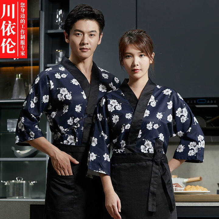 Japanese Restaurant Chef Overalls Three-Quarter Sleeve Dining Sushi ...