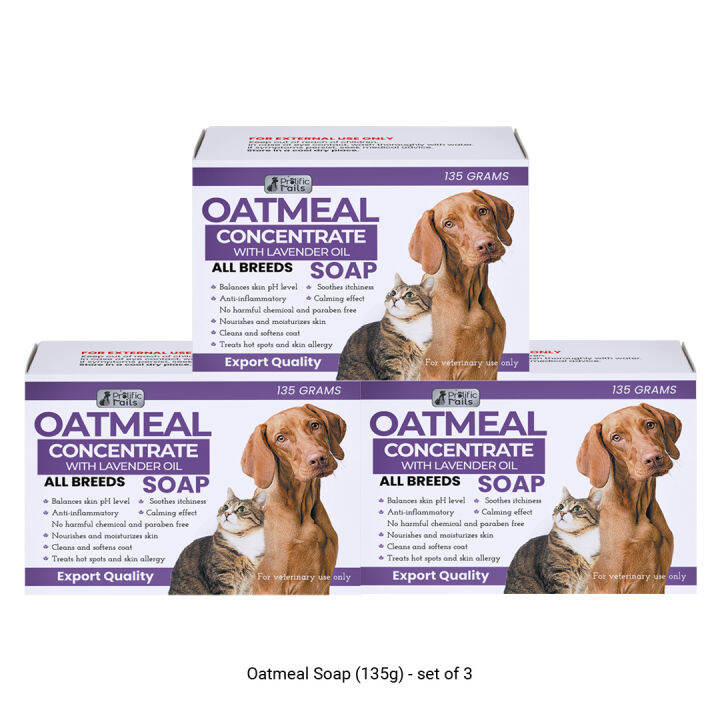 Prolific Oatmeal Organic Soap Set of 3 For Dogs and Cats 135g with Aloe ...