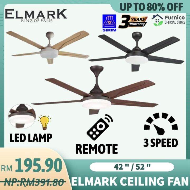Elmark 52" ABS Blade TP 102 LED Light with Ceiling Fan Kipas Siling ...