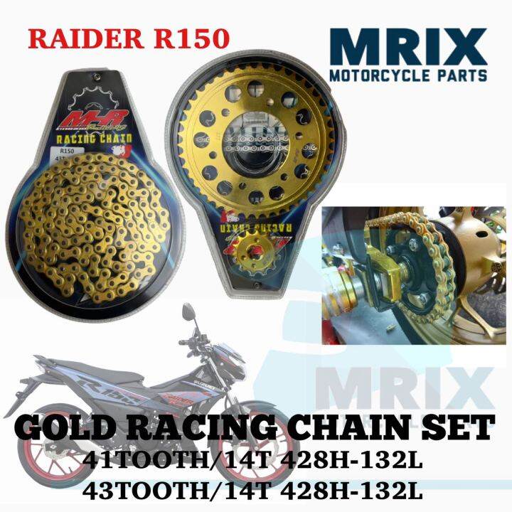 MHR GOLD CHAIN SET RAIDER R150 SPROCKET FOR MOTORCYCLE | Lazada PH