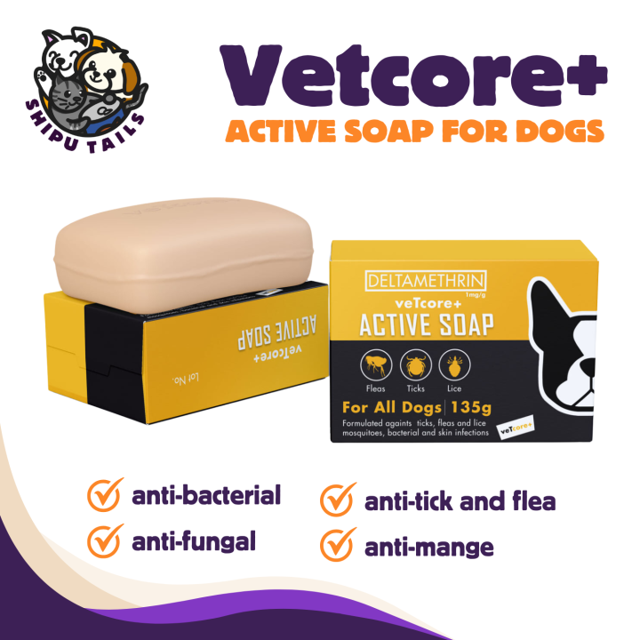 Vetcore+ Active Dog Soap Anti Ticks and Fleas 135g Shipu tails (Deltamethrin) | Lazada PH