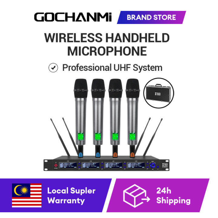 Wireless Microphone Professional 4 Channel UHF System, SKM4000 Upgraded True Diversity Wireless ...