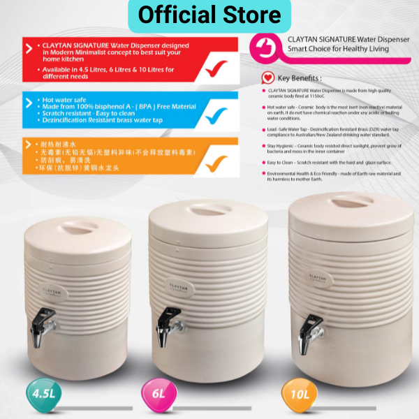Claytan Ceramic Signature (With Ribbed) Water Dispenser - Cold & Warm ...