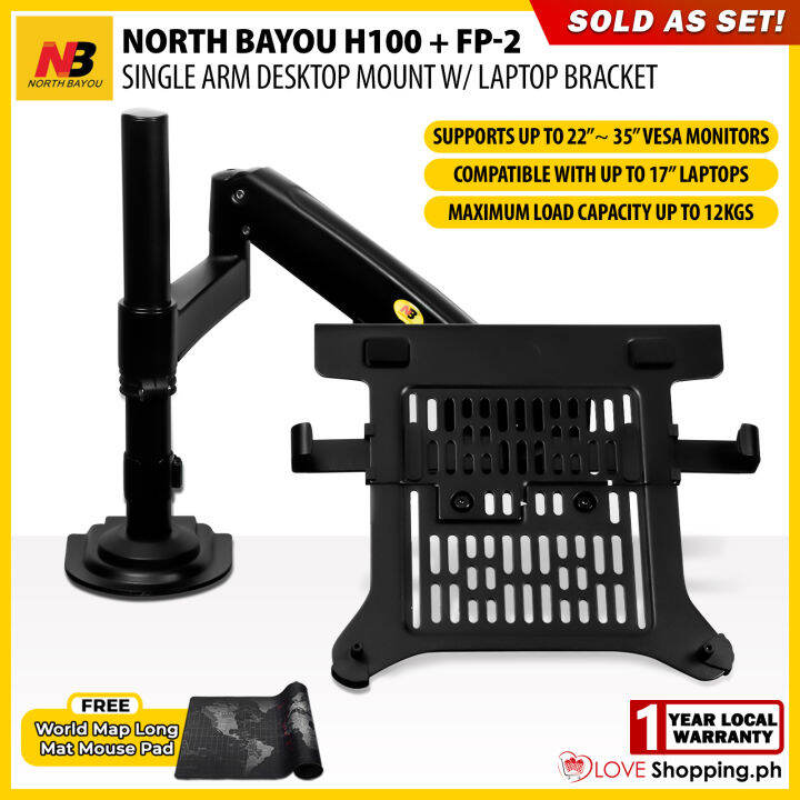 NORTH BAYOU H100 + FP2 Gas Strut Single Monitor Desktop Mount for 22-35 ...