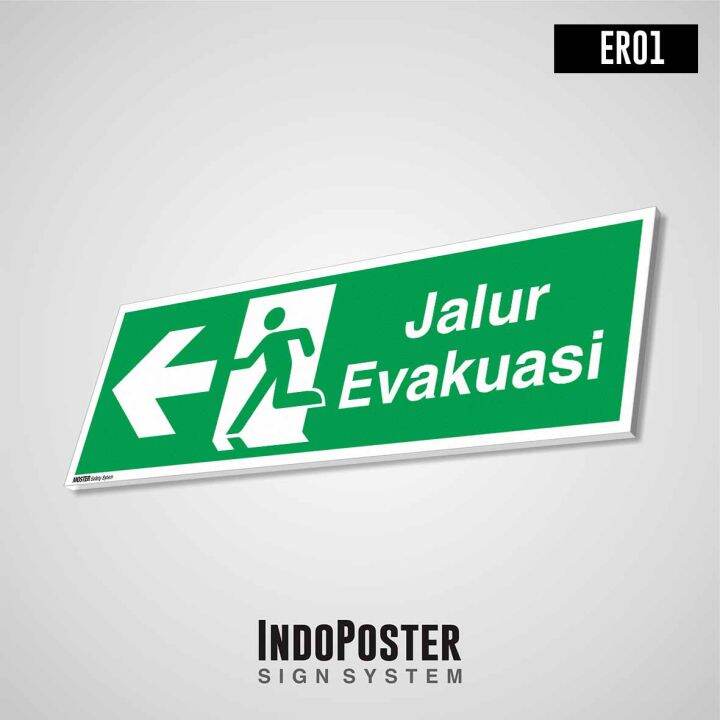 Safety Sign Emergency Rambu K3 PVC Tanda EXIT Keluar Arah Kanan Bawah ...