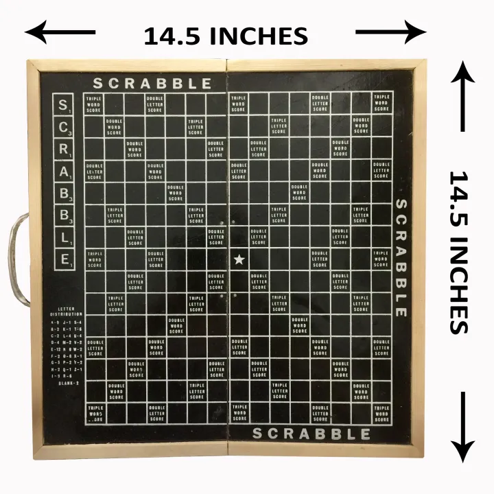 SCRABBLE WOODEN BOARD GAMES (BLACK) WITH WOODEN TILES & TILE RACK ...