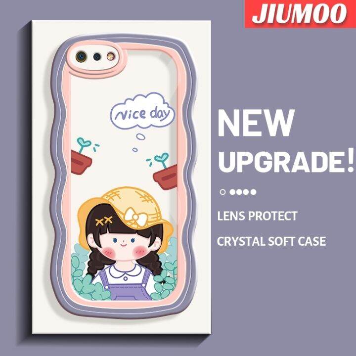 JIUMOO เคสสำหรับ Realme C2เคส C2S ลายการ์ตูนสาวน่ารักลายคลื่นเคสโทรศัพท์ลวดลายขอบซิลิโคนน้ำแบบ ...