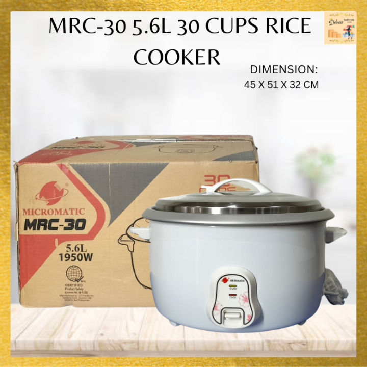 Micromatic MRC-30 5.6Liters Capacity 30 Cups Heavy Duty Rice Cooker ...