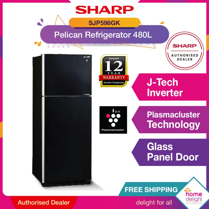 [FREE SHIPPING] Sharp 2 Door Fridge Inverter Plasmacluster 480L (Black ...