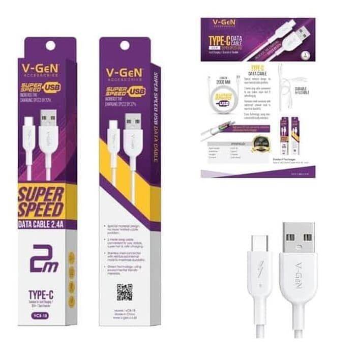 Kabel Data V-GEN VCB-18 Type-C 2M Cable Original | Lazada Indonesia