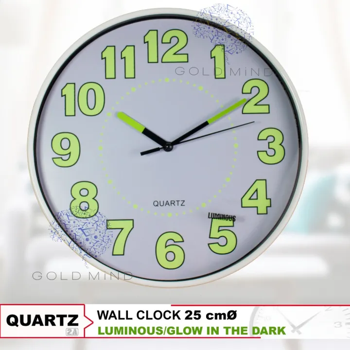 Quartz Luminous / Glow in the Dark Wall Clock 25cm (9.8 in) ⌀ | Lazada PH