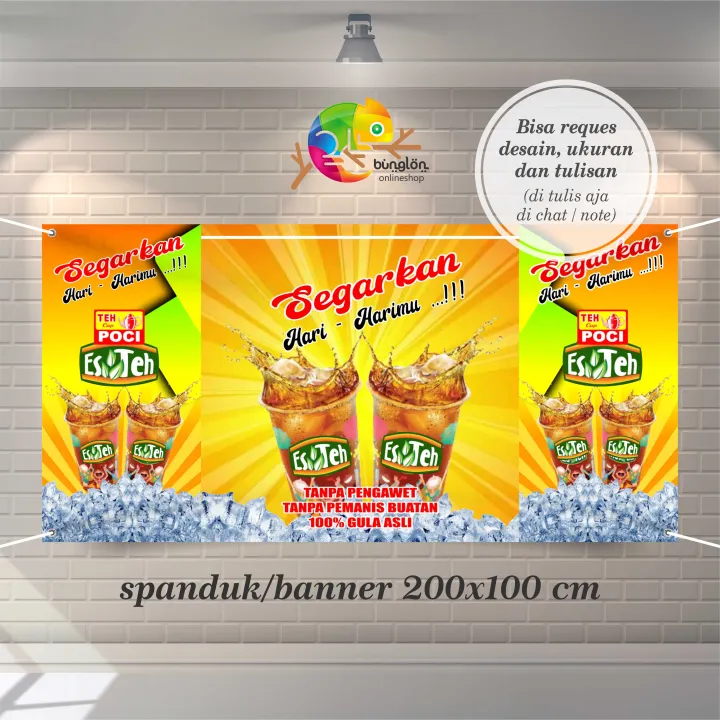 Size 200x100 Cm Spanduk, Banner Teh Poci Buat Meja, Depan Samping Kanan ...