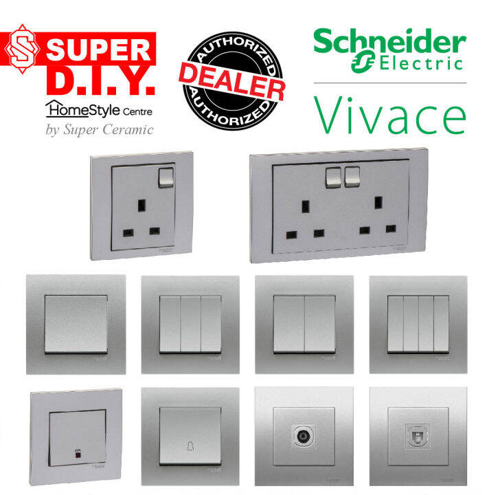 SCHNEIDER Vivace Aluminium Silver Switches & Sockets | Lazada