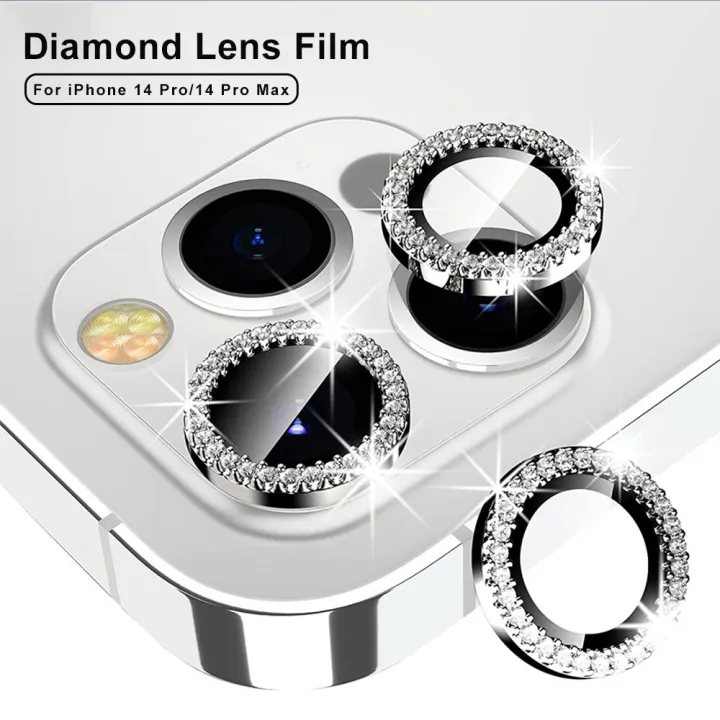3d Curved Rear Diamond Camera Protector For Iphone 14 Pro Max