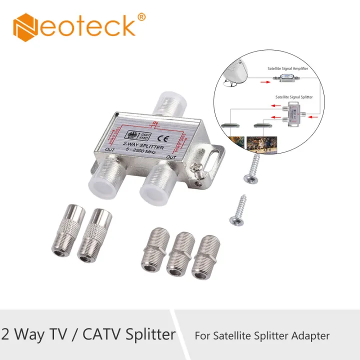 Neoteck 2 Way Broadband Splitter 2500MHz 2 Way Cable Signal Splitter ...