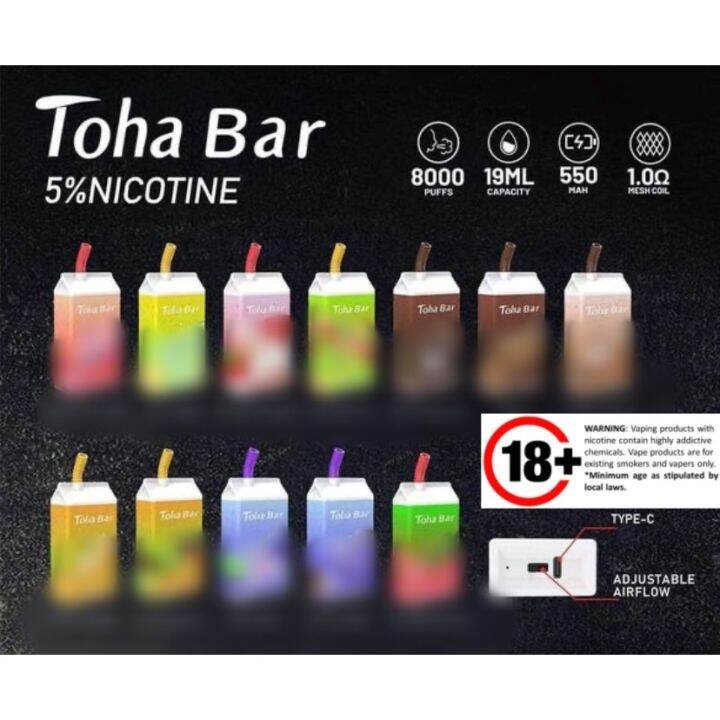 VAPE Toha Up To 8000 Puffs Legit Disposable Vape Pod 19ml 5 Dispo ...