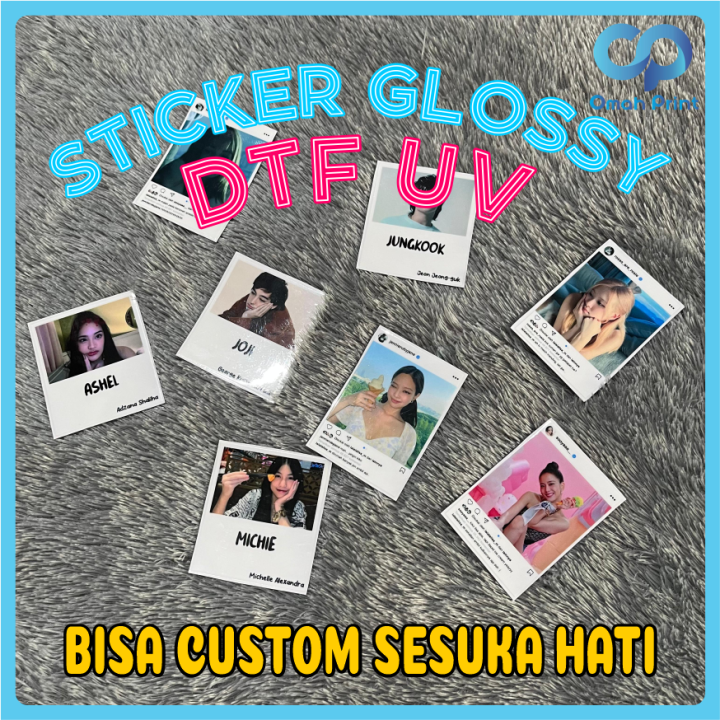 Stiker DTF UV Polaroid Design Custom | Stiker Anti Air Custom | Lazada ...