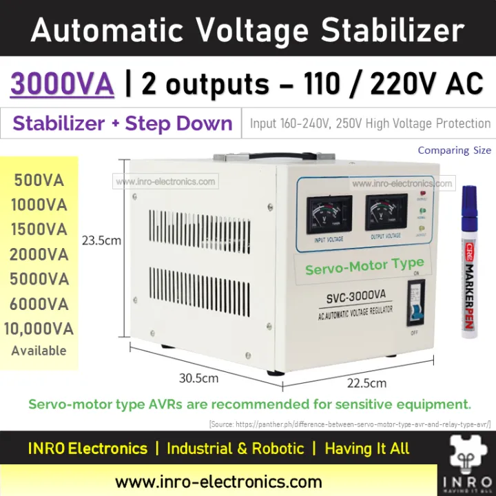 [3000VA] 110V & 220V Automatic Voltage Regulator / Stabilizer + Step ...