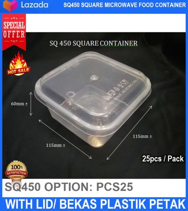 Sq450 Square Microwave Food Container With Lid/ Bekas Plastik Petak ...