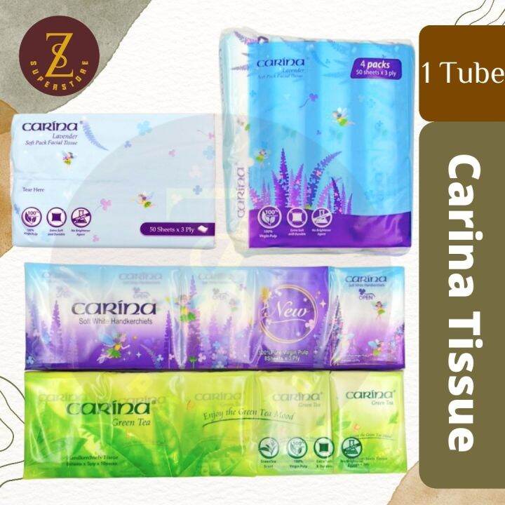 Carina Lavender &Green Tea Handkerchief Tissue (100% Pure virgin pulp ...