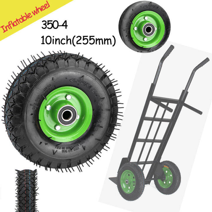 Inflatable Wheel 350-4 Pneumatic Tire Push Wheels 10 Inch Tire for Trolley Push Hand Trucks ...