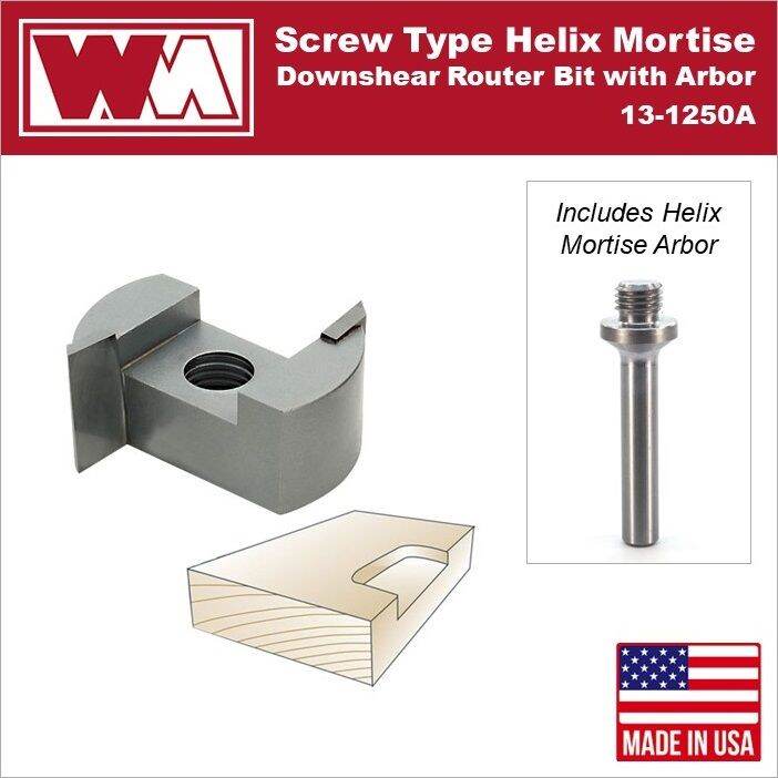 Whiteside Screw Type Helix Mortise Downshear Router Bit with Arbor ...