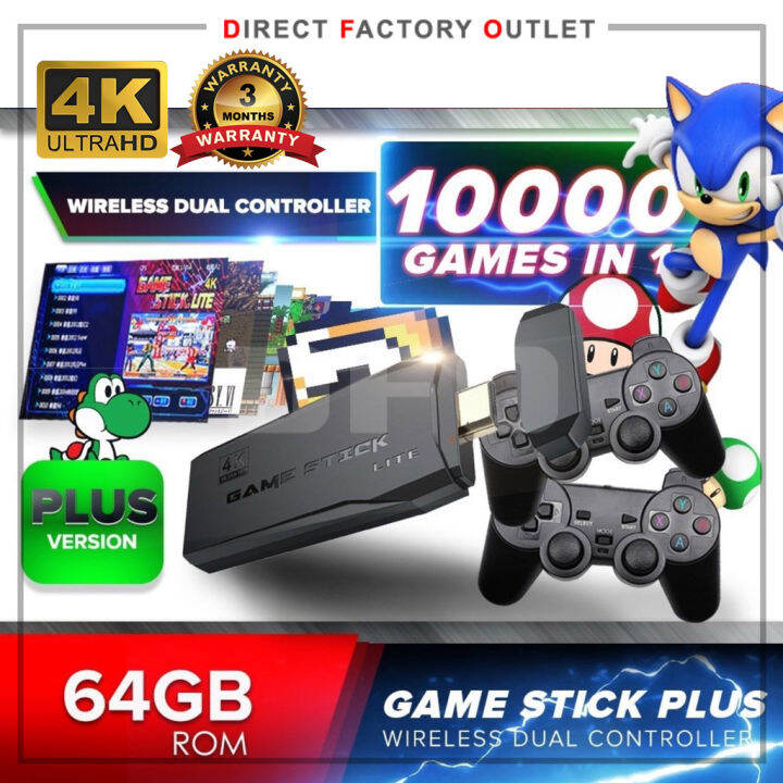 DFO Portable 10k Game 4K TV Video Game Console 2.4G Wireless Controller PS1 Classic Games Retro ...