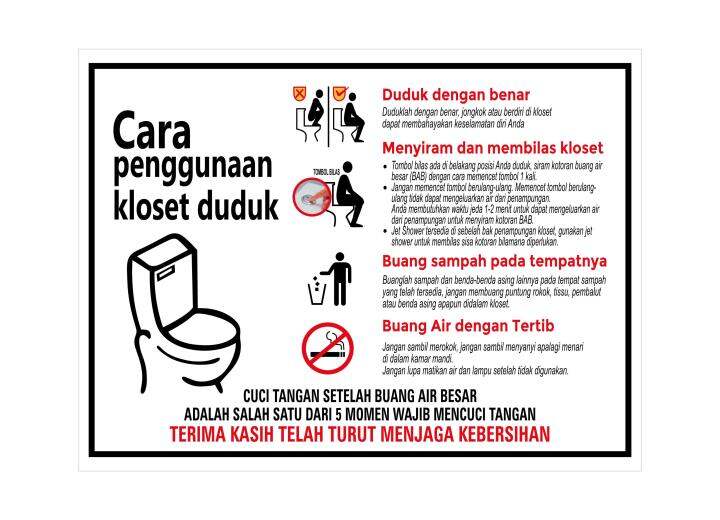 SIGN STICKER K3 RAMBU CARA PENGGUNAAN TOILET 15X20CM | Lazada Indonesia