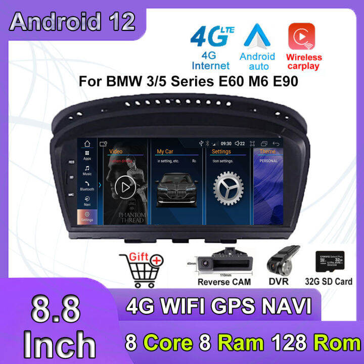 8.8นิ้ว ID8 Android 12หน้าจอสัมผัสสำหรับ BMW E60 E61 E63 M6 E92 CarPlay ...