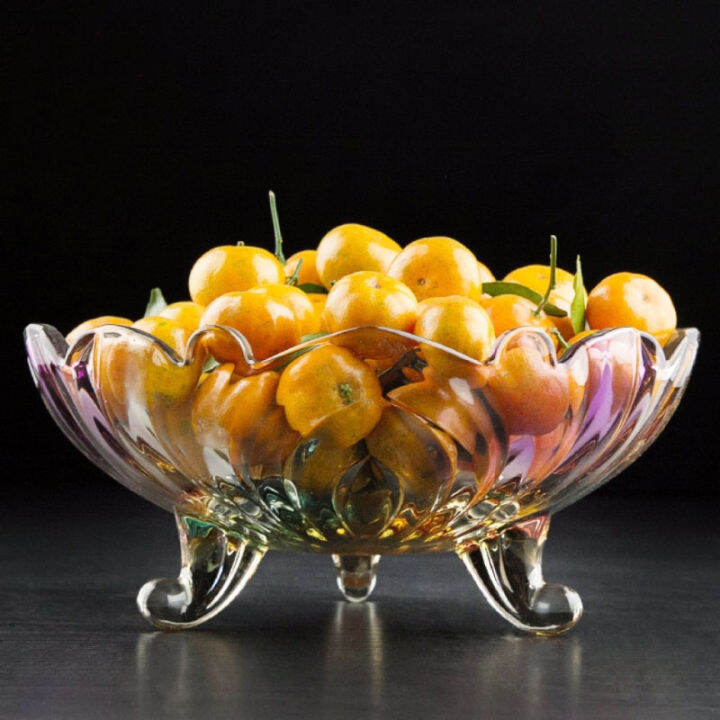 Fruit Plate European-Style Glass Fruit Bowl Creative Candy Basin Large ...