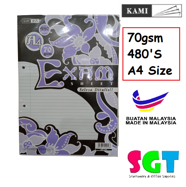 KAMI A4 Exam Sheets / Foolscap Paper 70gsm 480 Sheets (SKES-7480) | Lazada