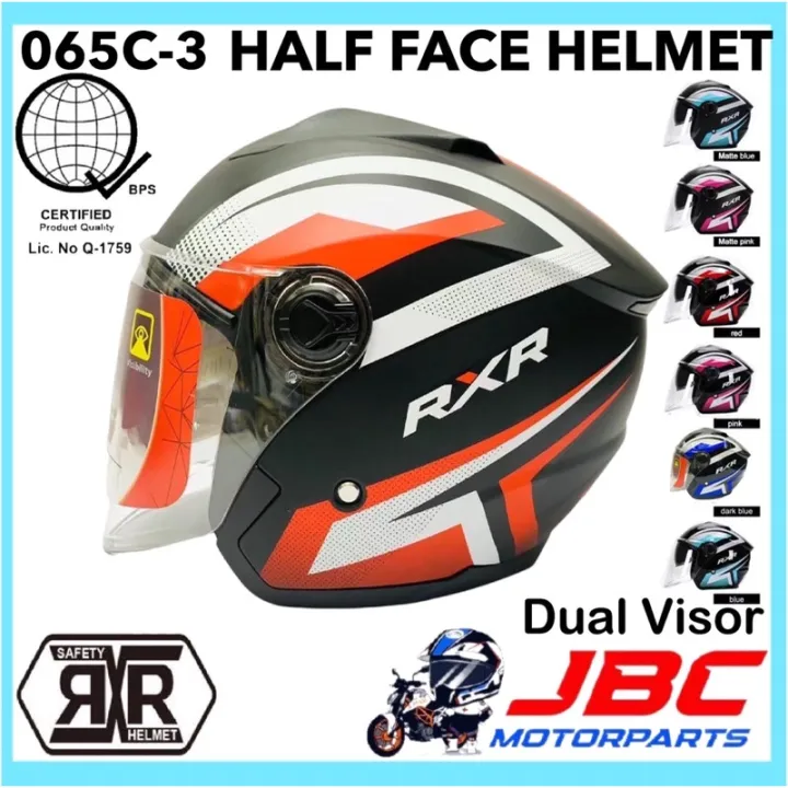 RXR 065C-3 Half Face Helmet Dual Visor with ICC (BPS) LARGE ONLY WASHABLE | Lazada PH