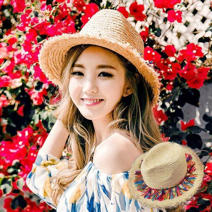 หมวกฟาง [รุ่นE005] หมวกสานสไตล์แฟนซี หมวกสานปีกรอบ หมวกใส่เที่ยว หมวกกันแดด | Lazada.co.th