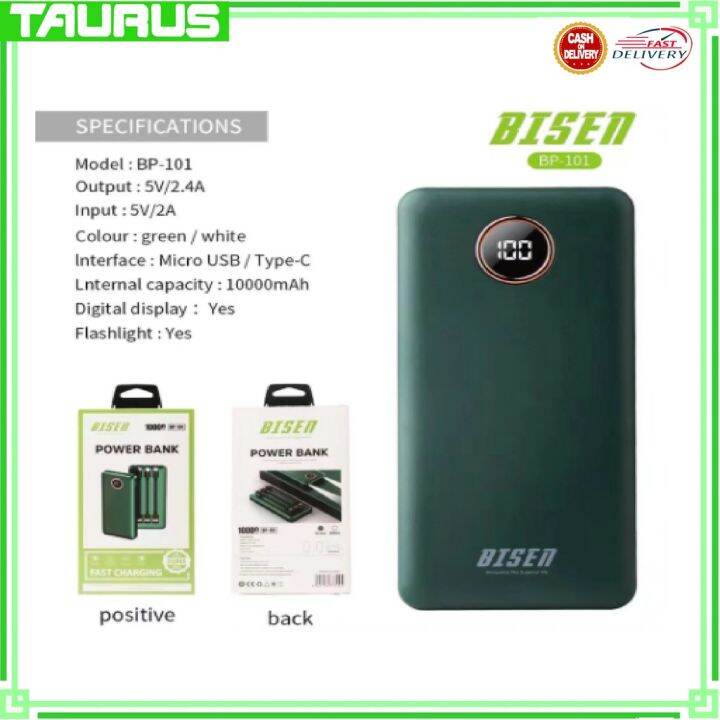 BISEN BP-102 5V/2.4A 10000mAh Fast Charging Powerbank | Lazada PH
