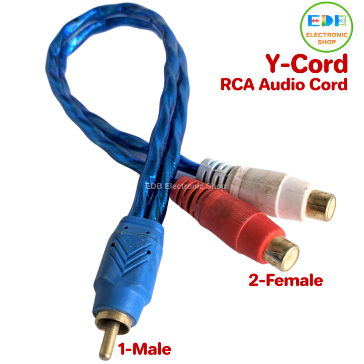 1pc. Y-RCA Cord 12" long 2-Female to 1-Male RCA Y Cord Adapter Audio ...