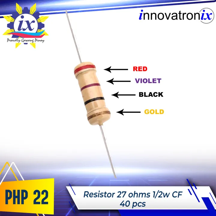 Innovatronix / Tronix 40pcs. RESISTOR 27 OHMS 1/2W Carbon - Film ...
