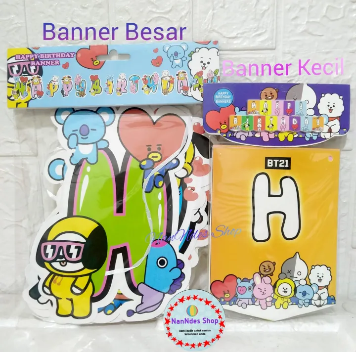 Banner 1 set Bentuk BT21 BTS Happy Birthday Karakter Tema K POP Kartun ...