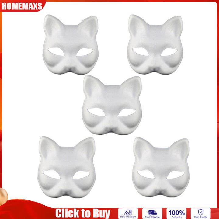 HOMEMAXS 5/10Pcs Cat Face Mask DIY Paintable Blank Mask Eco-friendly ...